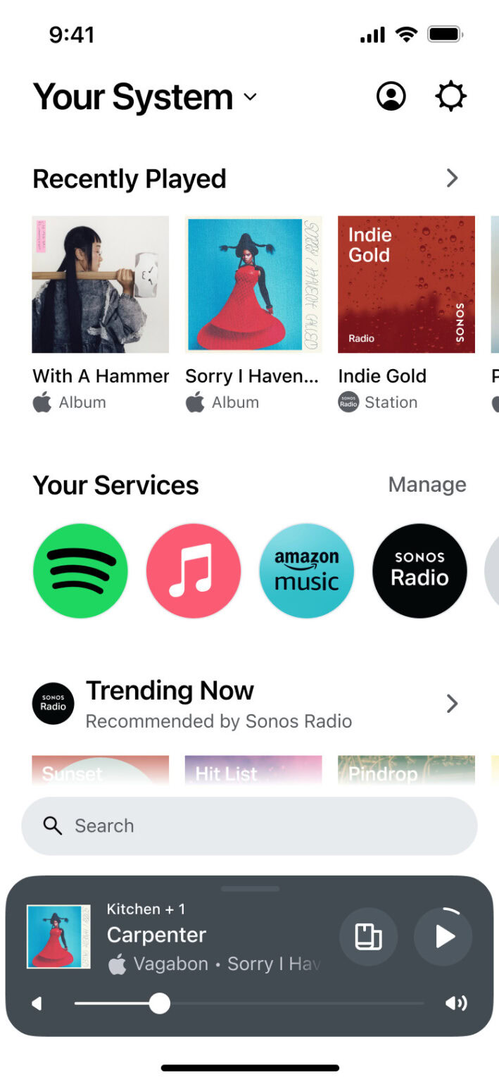 The redesigned Sonos app now offers all your content on one screen